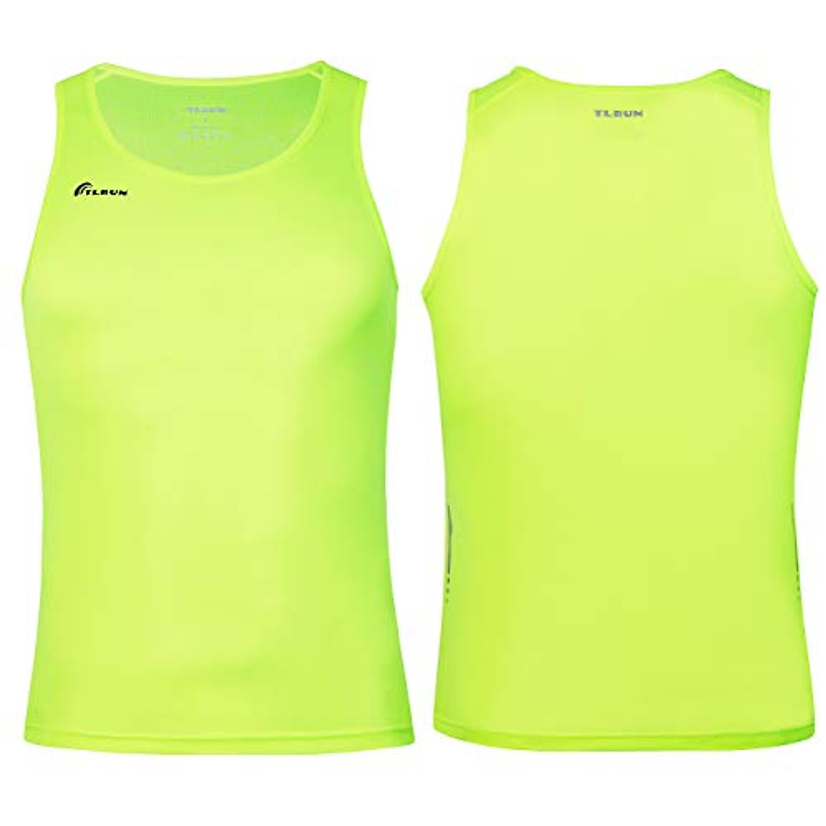 TLRUN Men's Running Tank Top Ultra Lightweight Marathon Singlet Shirts Dry Fit Yoga Workout Sleeveless T-Shirts(X-Large Yellow)