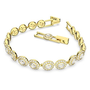 Swarovski Una Angelic Tennis Bracelet, Clear circle-cut Swarovski Crystals with Matching Crystal Pavé on a Gold Tone Finish Setting, Part of the Swarovski Una Angelic Collection