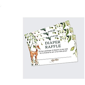 Set of 50 Oh Deer! Theme Diaper Raffle Cards, Diaper Raffle Cards for Baby Shower, Diaper Raffle Tickets for Woodland Baby Shower
