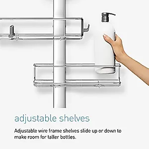 simplehuman Adjustable Shower Caddy, Stainless Steel and Anodized Aluminum
