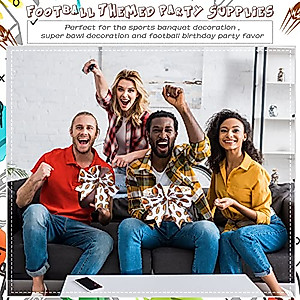 Football Wired Ribbon 2 Rolls 20 Yards Football Printed Wired Ribbon 2 Inches Wide Football Ribbon Football Wired Edge Ribbon for DIY Crafts Wreath Bow Package Wrapping Supplies, White Brown Black