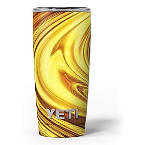 Design Skinz Swirling Liquid Gold - Skin Decal Vinyl Wrap Kit Compatible with The Yeti Rambler Cooler Tumbler Cups