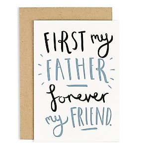Old English Co. First My Father Forever My Friend Father's Day Card for Dad - Heartfelt Card for Dad from Son Daughter | Dad Birthday Card for Him | Blank Inside & Envelope Included
