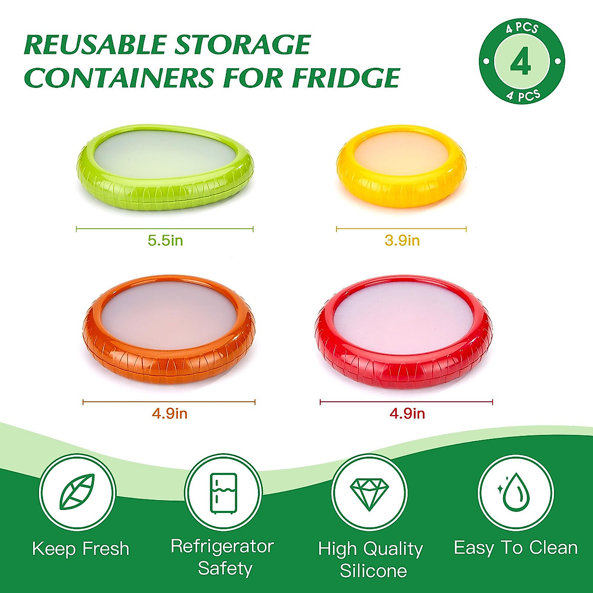 Avocado Saver - 4PCS Reusable Silicone Food Savers Avocado Keeper for Refrigerator Avocado Holder Saver Keeper Onion Holder Potato and Onion Storage Great for Avocado Onions Lemons Potatoes etc