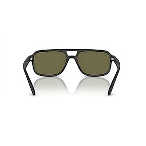 Ray-Ban RB4414M Rectangular Sunglasses, Matte Black/Green Mirrored Silver, 58 mm