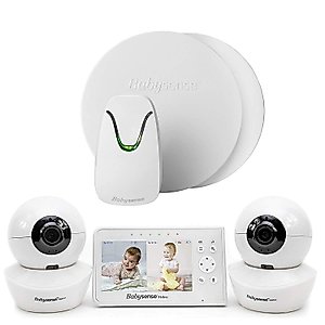 Babysense Video & Movement Baby Monitor - Bundle Pack - Babysense Video Baby Monitor V43 Split Screen with Two PTZ Cameras & Babysense 7 Under-The-Mattress Baby Movement Monitor - 2 in 1