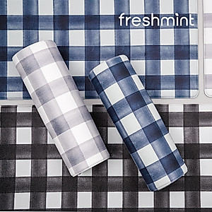 FRESHMINT Modern Farmhouse Plaid 2 Piece Set Kitchen Mats for Floor Anti Fatigue Waterproof & Non-Skid Kitchen Rugs Cushioned Kitchen Mat for Standing Washable Comfort Desk Kitchen Runners