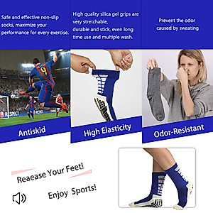 AOIREMON 3 Pairs Non Slip Hospital Socks, Anti Slip Non Skid Slipper Hospital Socks with grips for Adults Men Women Elderly