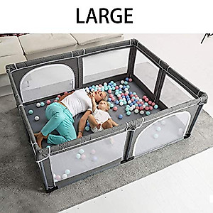YOBEST Baby Playpen, Extra Large Play Pens for Toddlers, Babys Fence Play Area, Indoor & Outdoor Playard for Babies Kids Activity Center with Gate, Sturdy Safety Play Yard with Soft Breathable Mesh