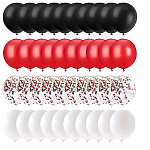 62Pcs Red and Black Balloons Kit - 12 Inches Red Black Party Decoration Balloons for Graduation Casino Theme Birthday Party Decorations Supplies