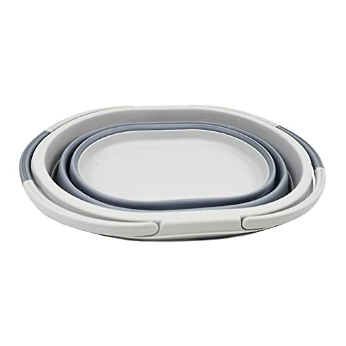 SAMMART 11L (2.9 Gallon) Collapsible Tub with Handle - Portable Outdoor Picnic Basket/Crater - Foldable Shopping Bag - Space Saving Storage Container (Grey/Dark Grey, 1)