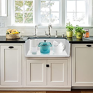 CELAENO 33 Inch White Farmhouse Sink, Single Bowl Ceramic Apron-Front Kitchen Sink, Porcelain Farm Sink with Strainer & Protective Bottom Grid