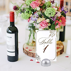 12pcs Round Table Number Stands, Modern Place Card Holders Table Number Clips Table Number Holders for Wedding Reception Anniversary Birthday Party Banquet (Silver)