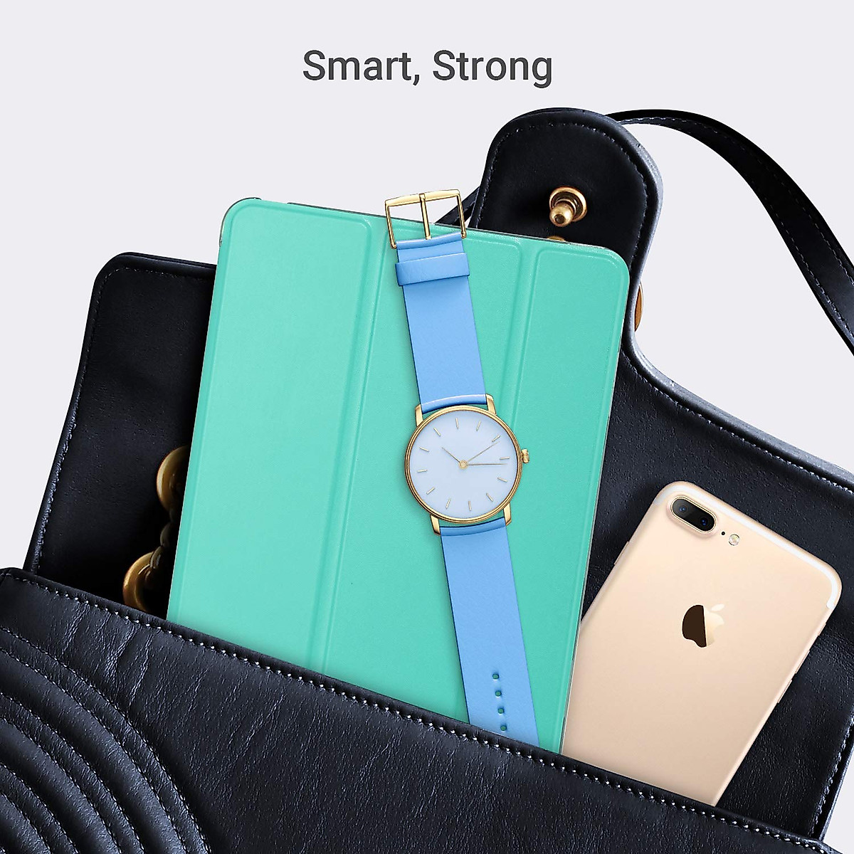 iPad Mini 3 Case,iPad Mini 2 Case,iPad Mini Case,ULAK Slim Bumper Smart Case Stand for Apple iPad Mini 1/2/3 Colorful Clear Back Cover Lightweight with Auto Sleep/Wake Function, Mint Green