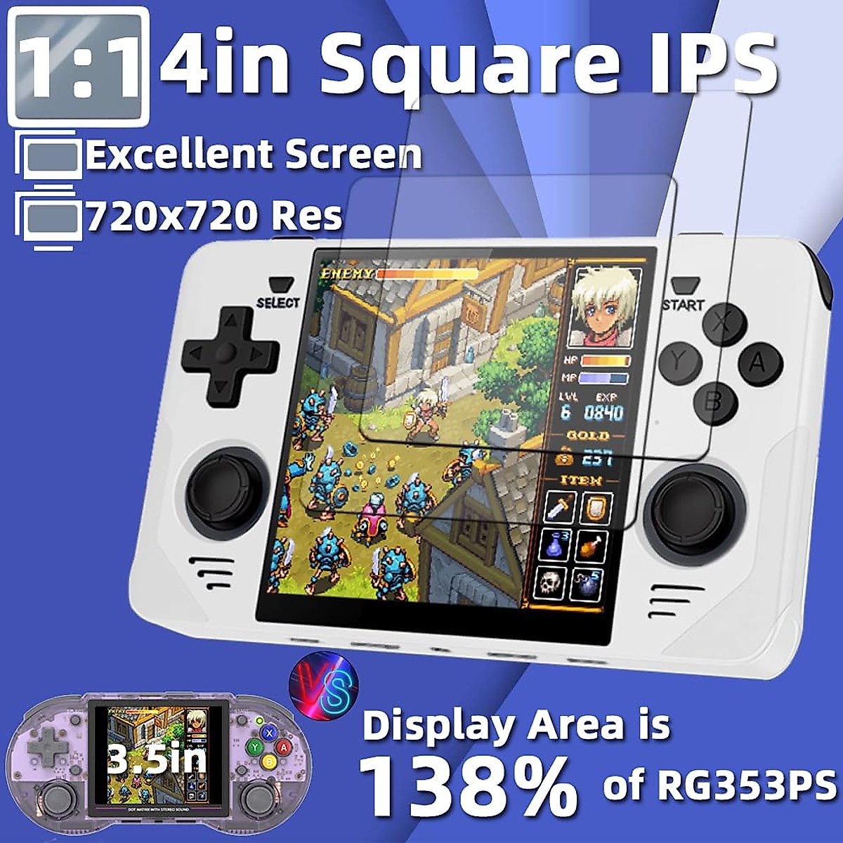 RGB30 Handheld Game Console 4 inch IPS Retro Hand-held Games Consoles Hand Held Video Game System Support Multiplayer WF BT RK3566 White