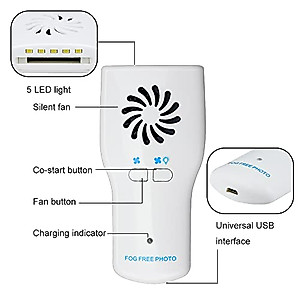 Yuland Dental Electric LED Photography Mirror Automatic Defogging Imaging Occlusal Reflector Mirror, Wireless Charger & Fan with 4 Interchangeable Mirrors, FBA Shipment