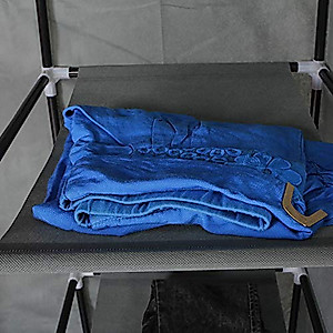 YYAO Portable Clothes Closet Non-Woven Fabric Wardrobe Closet Double Rod 12 Storage Shelves Clothes Organizer Armoire,Gray