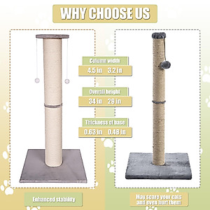 Cat Scratching Post-Scratching Post with Sisal Rope for Indoor Cats Large Cat Scratching Post sisal cat Scratcher Cute for Kitten Scratching Post(34 inch)