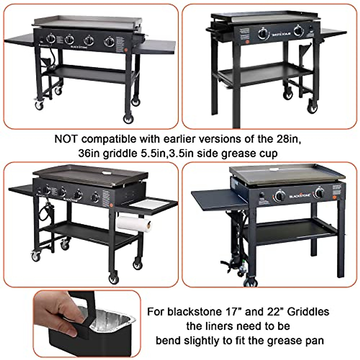 IMAGE 36 Packs Foil Pans, Compatible with Blackstone 17" 22" 28" 30" 36" Aluminum Foil Heavy Duty Disposable Aluminum Foil Pans, Rear Grease Cup Liners