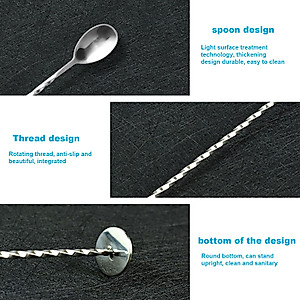 10 Inch Stainless Steel Cocktail Muddler and Mixing Spoon, Home Bar Tool Bartender Set for Cocktails Mojitos Ice Margaritas Mint & Fruit Drinks, Silver, 10x4x1.5 inch