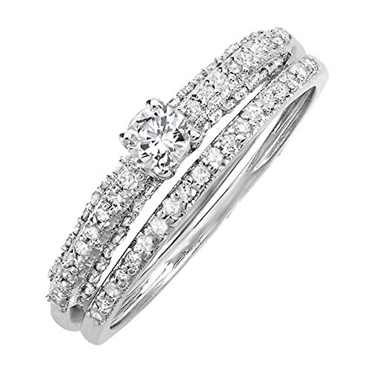 Dazzlingrock Collection 0.66 Carat (Cttw) 14K Diamond Engagement Ring Set, White Gold, Size 4.5
