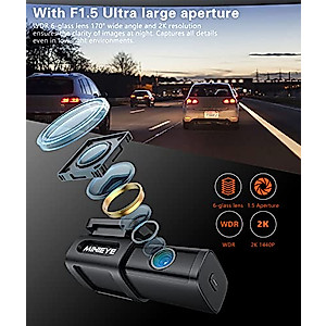 Dash Cam Front and Rear, 4K + 1080P Car Camera with ADAS Driver Alerts,170° Wide View with Night Vision, Parking Mode, G-Sensor, Loop Recording APP and Voice Control,64G Card Include