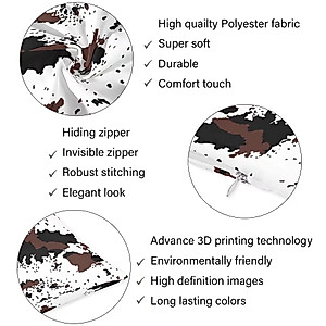 Cow Print Body Pillow Cover Western Cow White Brown Cowhide Printed Long Pillow Case Protector with Zipper Decorative Soft Large Pillow Cases Covers Cushion for Beding,Couch,Sofa,Home Gift 20"x54"