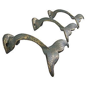 Whale Tail Cast Iron Wall Hook 4 3/4 Inch (Set of 3)