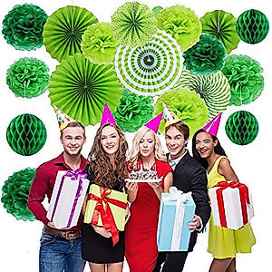 Luckystar St Patricks Day Party Decorations Green Party Decorations Kit Green Paper Fans Decoration Set (Grass Green)