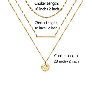 Giftall Bar Necklaces for Women Gold Plated Necklace for Women Layering Necklace for Women 14K Gold Plated Choker Necklace Coin Necklace