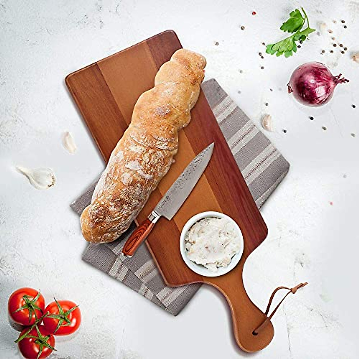 AIDEA Wood Cutting Board with Handle, Cheese Board Chartuterie Board，for Cutting and Serving 17"X11"bundle with 17"X6"(2 Pack)