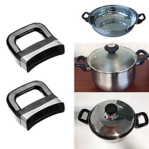 Freebily 2pcs Bakelite Metal Pressure Pan Cooker Steamer Sauce Pot Replacement Short Side Handle for Home Tools Black One Size