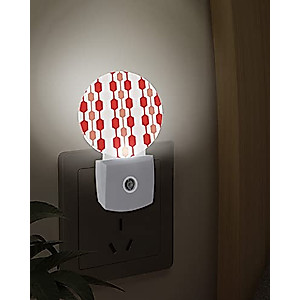 ILYBEEN Mid Century Abstract Hexagon LED Night Lights Plug-in Nightlight with Auto Dusk to Dawn Sensor,Gradient Color Geometric Art Round Lamp for Bedroom,Hallway,Bathroom