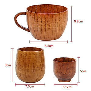 TOPINCN Wooden Tea Cups Primitive Log Color Coffee Mug Handmade Wood Wine Mug For Drinking Coffee Tea Beer Milk Hot Drinks(Large belly cup)