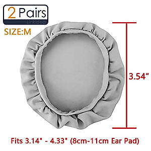 Linkidea 2 Pairs Earpad Covers Compatible with Bose QC35, QC35(Series II), QC25, QC15, Crusher 360, Venue, Hesh3, Headphone Earcup Covers/Stretchable and Washable Sanitary Earpad Protectors (Grey, M)