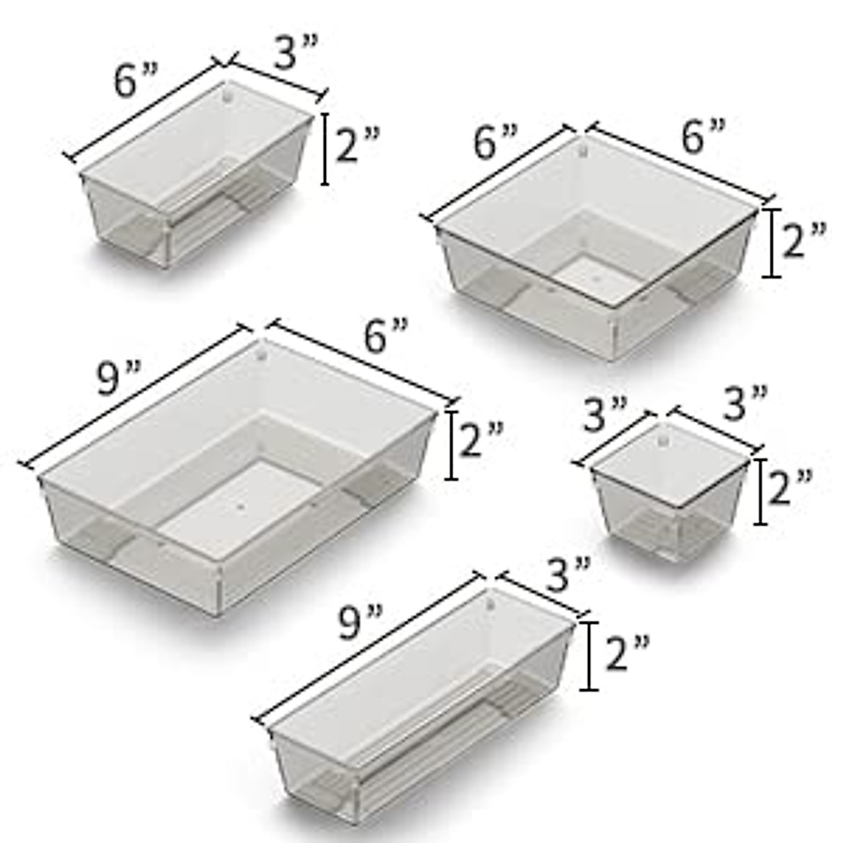 Kzemtcuo 16 Pcs Drawer Organizer 5 Size Acrylic Junk Desk Drawer Organization Separate Makeup Drawers Office Clear Plastic Drawer Organizer for Bathroom Drawer Organizer Built-in Divider Storage Box