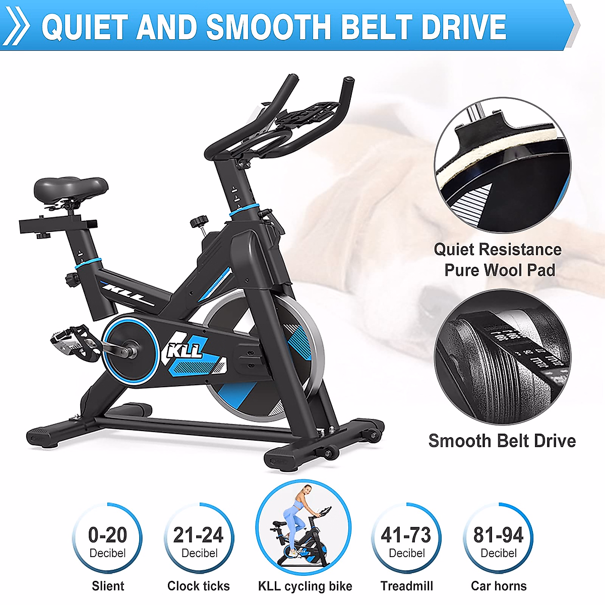 LABODI Exercise Bike, Stationary Indoor Cycling Bike, Cycle Bike for Home Cardio Gym, Belt Drive Workout Bike with 35 LBS Flywheel, Thickened Frame Upgraded Version