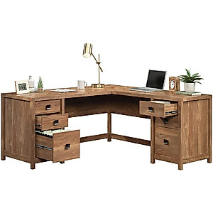 Sauder Cannery Bridge L-Shaped Desk with 6 Storage Drawers, Sindoori Mango Finish