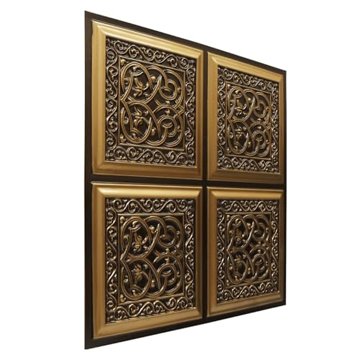 Lover's Knot-Faux Tin Ceiling Tile - Antique Gold 25-Pack