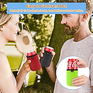 Desing Wish 12oz Standard Can Cooler Sleeve Holder Honeycomb Embossing Soda Can Cooler Insulated Sleeves Covers Non-slip Neoprene Drink Can/Bottle Holder 6 Pack (Black/Red/Blue/Orange/Green/Grey)