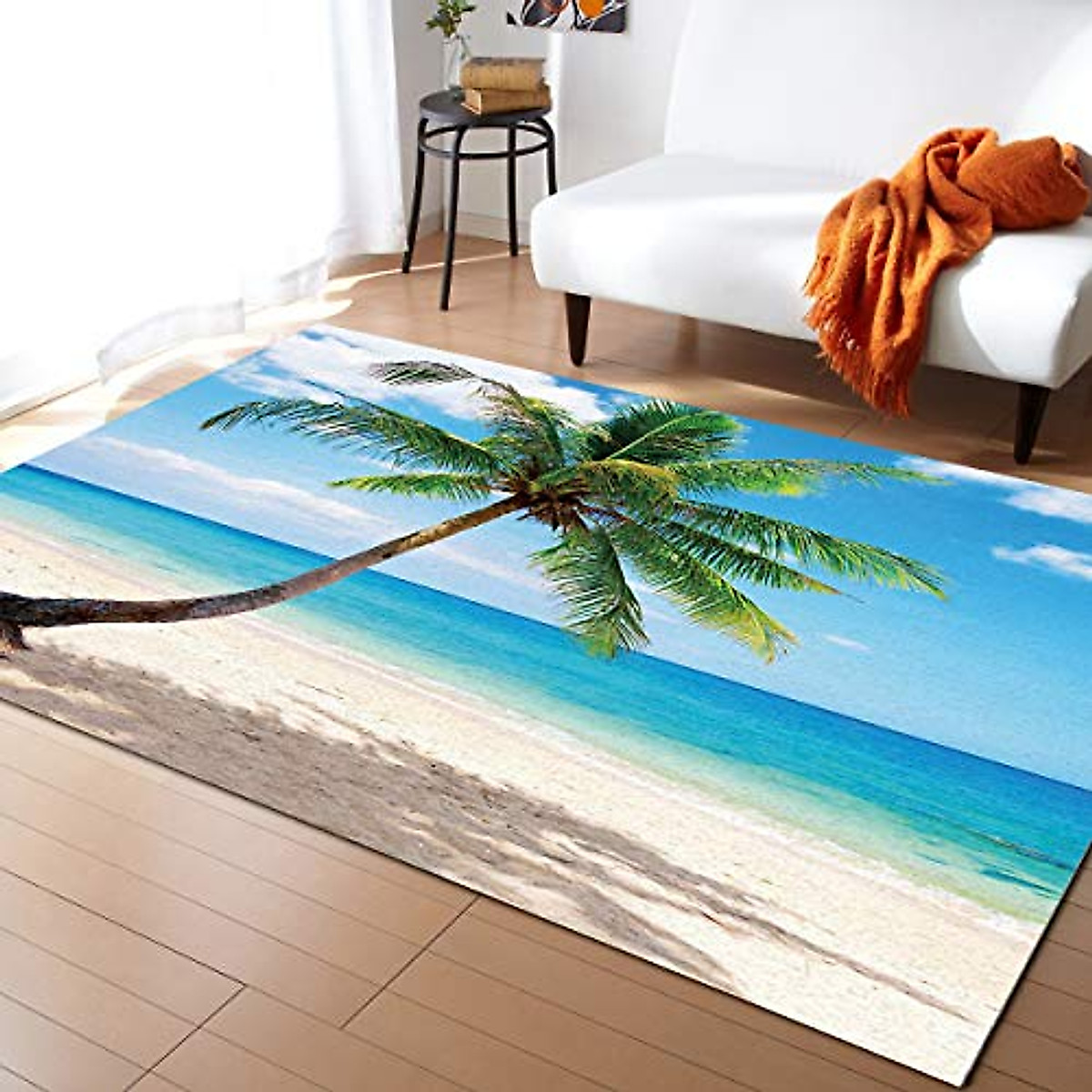 Fantasy Staring Area Rugs for Living Room & Bedroom, Palm Trees Tropical Summer Season Non-Slip Modern Carpet Children Playroom Soft Carpet Floor Mat Home Decor 2' x 3'