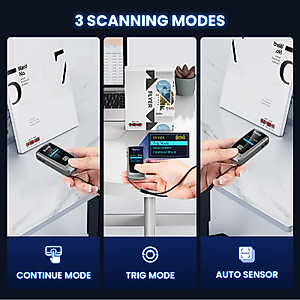 Eyoyo QR Code Scanner with LCD Display, Mini Portable Bluetooth Barcode Scanner, Wireless 1D 2D Book Bar Code Scanner for Library Classroom Inventory Compatible with iPhone iPad Android iOS POS Laptop