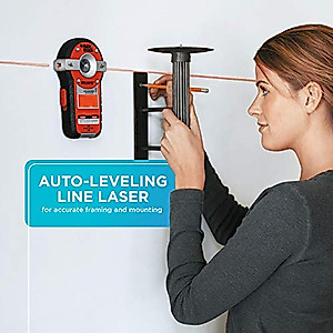 BLACK+DECKER Line Laser, Auto-leveling with Stud Finder (BDL190S)