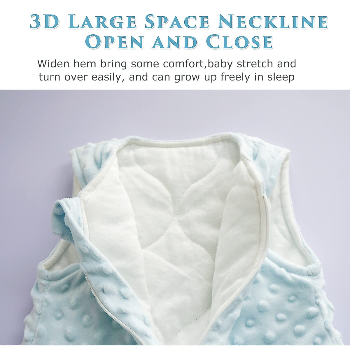 ZIGJOY Baby Sleeping Bag Three-Layer Thicken Swaddle Blanket for Newborn 0-9 Months 2-Way Zipper Fleece Blanket Baby Sleeping Bag Widen Hem Baby Winter Sleeping Sack(Light Blue)
