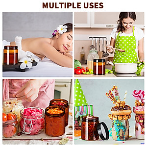 Tanlade 40 Pcs Amber Plastic Jars with Lids Round Cosmetic Containers Amber Jars Refillable Containers for Powder Liquid Food Storage Kitchen Cosmetic Lotion Ointments Creams Essential Oil (8 oz)