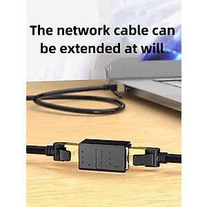 DGTJEVU RJ45 Coupler Ethernet Cable Extender 6 Pack in Line Network Cable Coupler Cat7 Cat6 Cat5 Cat5e Ethernet Coupler Adapter Female to Female, Black