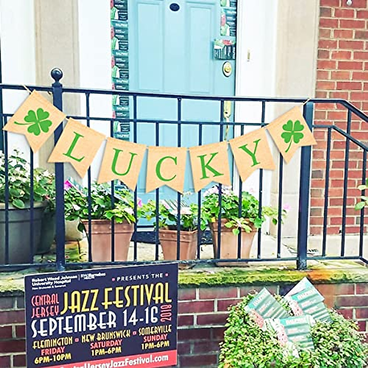 St Patricks Day Decorations St Patricks Day Banner Lucky Banner Shamrock Garland for St Pattys Decorations Shamrock Decorations St Patricks Day Decor