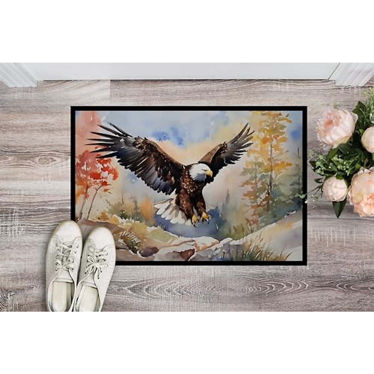 Caroline's Treasures DAC3213MAT Eagle Doormat Front Door Mat Indoor Outdoor Rugs for Entryway, Non Slip Washable Low Pile, 18H X 27W
