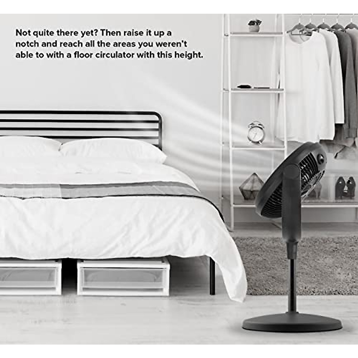 Air Monster 12 Inch Power Stand Fan and Floor Fan, Room Fan, Turbo fan, Air Circulator Fan, 3 Speed Settings, High Velocity, Adjustable Tilt, Black