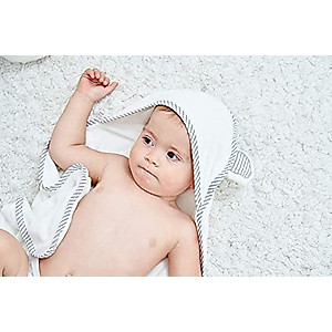 HIPHOP PANDA Bamboo Hooded Baby Towel - Soft Hooded Bath Towel with Ears for Babie, Toddler,Infant - Ultra Absorbent, Natural Baby Towel Perfect (White, 30 x 30 Inch)